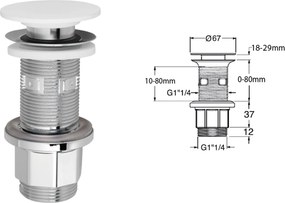 Silfra Sapho IMPALA WA03451 umyvadlová výpust Rockstone click-clack bílá mat