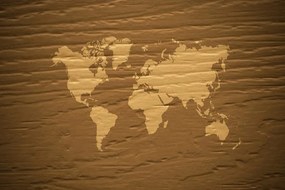 Samolepící tapeta hnědá mapa světa