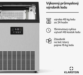 Klarstein Glacial průmyslový výrobník ledu 45 kg s LED displejem a okénkem