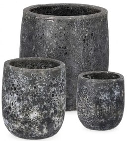 BIZZOTTO Set 3 květináčů DUYEN antracitový