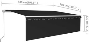 vidaXL Marketos Ručně zatahovací markýza s roletou 5 x 3 m antracitová
