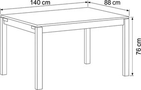 Jídelní stůl MDF divoký dub, kov černý mat (140 x 88) cm – deska tl. 100 mm