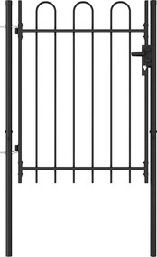 Zahradní branka s obloukem ocelová 1 x 1,2 m černá 146030