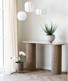 Béžový/v přírodní barvě konzolový stolek s deskou v dekoru mramoru 40x120 cm Athens – House Nordic