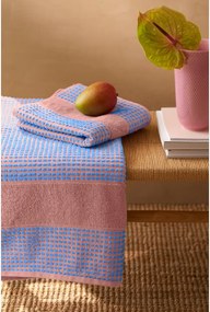 Modro-růžový froté ručník z Bio bavlny 50x100 cm Check – JUNA