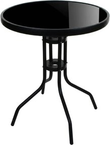 Kulatý zahradní stůl se skleněnou deskou ISLAND BLACK 60 cm, černý