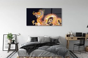 akrylový obraz Golden Japanese Dragon 140x70 cm