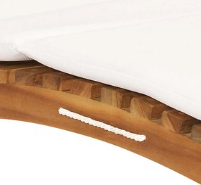 Skládací zahradní lehátko krémově bílé podušky masivní teak 310667