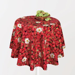Ubrus PVC s textilním podkladem 1156-00 FLORISTA, jahody, červená, š.140cm (metráž)