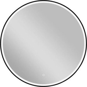 CERANO - Koupelnové LED zrcadlo Vito, kovový rám - černá matná - Ø 60 cm