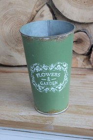 Zelená plechová vintage váza 23cm
