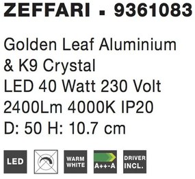 Nova Luce Stropní svítidlo ZEFFARI, K9 křišťál LED 40W 4000K Barva: Zlatá