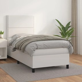 Box spring postel s matrací bílá 90x190 cm umělá kůže