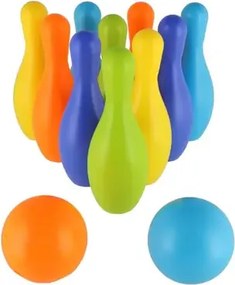 TEDDIES Kuželky s míčky / Bowling sada / 10 kuželek + 2 míčky / Plast