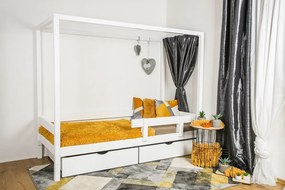 MAXIDO Dětská postel domeček Vali - dva šuplíky 180x80 - Bílá