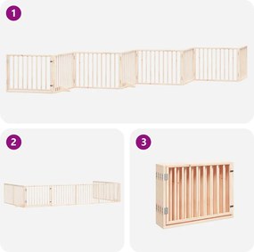 Zábrana pro psy s dvířky skládací 8 panelů 640 cm topol 3155554