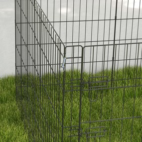PawHut modulární ohrádka pro psy, králíky a malé mazlíčky – skládací drátěný plot do interiéru i exteriéru se zamykacími dveřmi, 8 panelů, 61 x 91 cm…