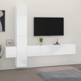 5dílný set TV skříněk bílý s vysokým leskem kompozitní dřevo - Default Title