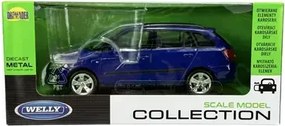 WELLY Model auta Škoda Fabia Combi II (2009) modrá / 1:24 / Kov a plas