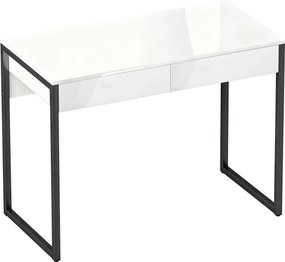 HOMCOM počítačový stůl 100 x 50 cm – ocelový rám, 2 zásuvky, kompaktní do domácí kanceláře, černý