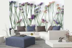 DIMEX | Samolepicí vliesová fototapeta na zeď Sušené květy MA-5-1325 | 375 x 250 cm | zelená, bílá, fialová, růžová