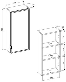 Comad Koupelnová skříňka závěsná horní Bella Cashmere 35 kašmír