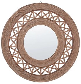 Kulaté bambusové nástěnné zrcadlo ø 62 cm světle hnědé CACOMA Beliani