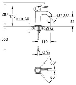 Grohe Grander - umyvadlová páková baterie bez odtokové garnitury, chrom 23310000