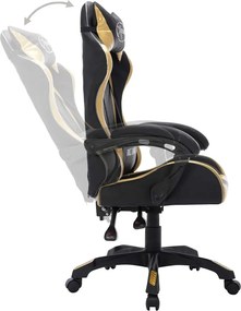 Herní židle s RGB LED podsvícením zlato-černá umělá kůže 287998