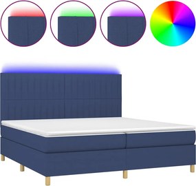 Box spring postel s matrací a LED modrá 200x200 cm textil 3135627