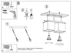 Stropní svítidlo Quad, 2x černé kovové stínítko