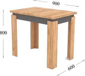 VerDesign LILY rozkládací jídelní stůl, kraft zlatý-antracit