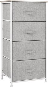 HOMCOM Komoda se 4 látkovými zásuvkami, úložný kabinet multifunkční pro ložnici, obývací pokoj a chodbu 45x30x92 cm šedá