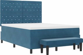 Postel s boxspringem s čelo Tmavě moddrá 200 x 140 cm samet 3344454