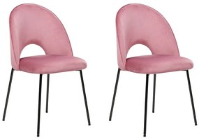 Sada 2 sametových jídelních židlí růžové COVELO Beliani