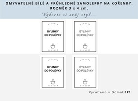 BYLINKY DO POLÉVKY - Samolepka na kořenky 3 x 4 cm - DomaLEP varianta: BÍLÁ - tučné písmo