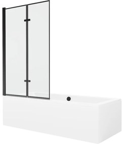 Mexen Cube obdélníková vana 180 x 80 cms pláštěm 2-křídlovou zástěnou 100 cm, Černý vzor - 550518080X92100027070