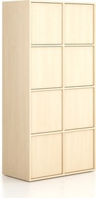 Kancelářská skříň FRAME, 8x dveře, 872 x 450 x 1735 mm, PUSH-lock, bříza