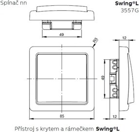 ABB Swing (L) vypínač č.7So světle šedá 3557G-A07341 S1