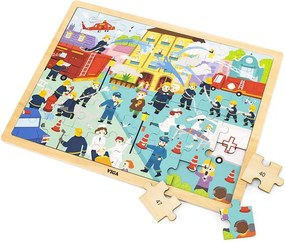 Dřevěné puzzle 48 dílků Viga Hasiči