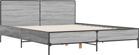 Rám postele šedý sonoma 140 x 200 cm kompozitní dřevo a kov 3280000