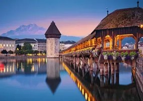 RAVENSBURGER Puzzle Krásné Švýcarsko: Kapličkový most, Lucern / 1000 d