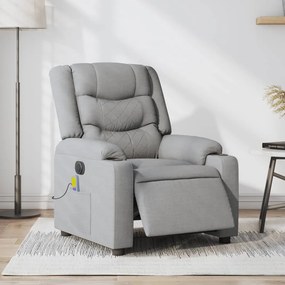 Elektrické masážní polohovací křeslo světle šedé textil 3206570