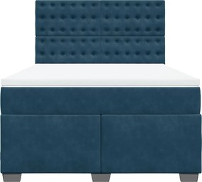 Box spring postel s matrací modrá 140 x 200 cm samet 3293246