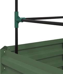 Vyvýšený záhon Outsunny s podpěrou pro šplhání, květinový truhlík a zeleninový záhon, pozinkovaný ocelový truhlík, ideální pro zahradu a balkon, zele…