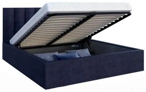 Luxusní postel COLORADO 180x200 s kovovým zdvižným roštem TMAVĚ MODRÁ