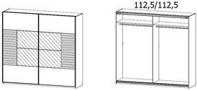 Šatní skříň se zrcadlem Barea, 226 cm, béžová/dub atlantic
