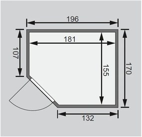 Interiérová finská sauna 196 x 170 cm Dekorhome