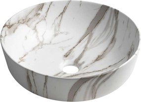 Sapho - Umyvadlo na desku Rondea, průměr 41 cm, bez přepadu, bez otvoru pro baterii, bianco carrara AR445BC