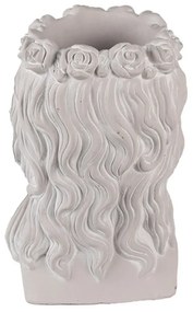 Šedý antik cementový květináč dívka s věněčkem – 20x17x30 cm